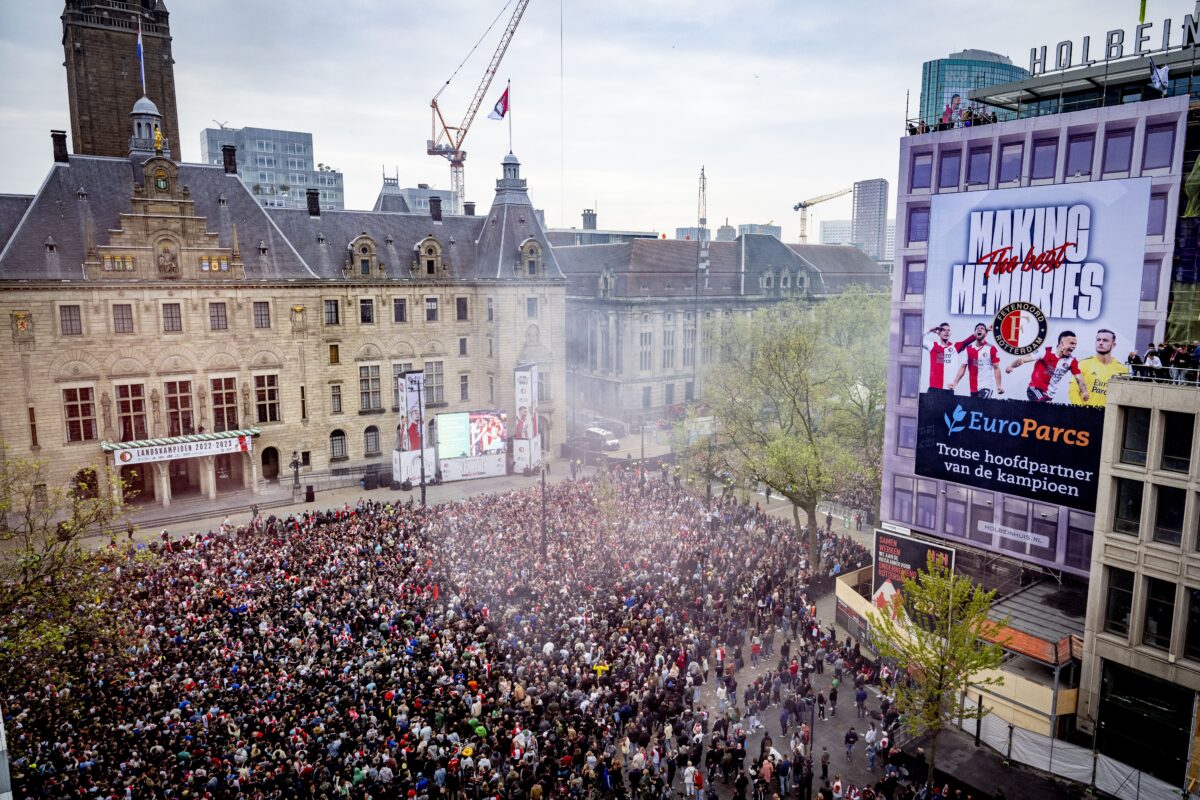 Thousands of Feyenoord fans pack city square to celebrate title ...